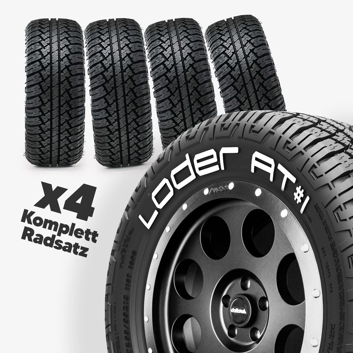 18 Zoll Delta Klassik Komplettradsatz mit 255/55R18 Loder Tire AT#1 ...